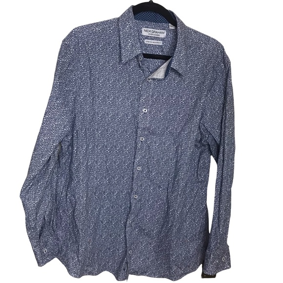 Nick Graham | Shirts | Nick Graham Blue And White Floral Button Down ...